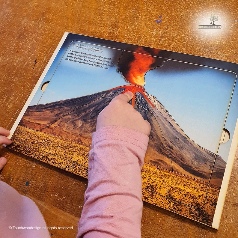 Volcano Montessori Toys Educational Wooden Puzzles Laser - Etsy