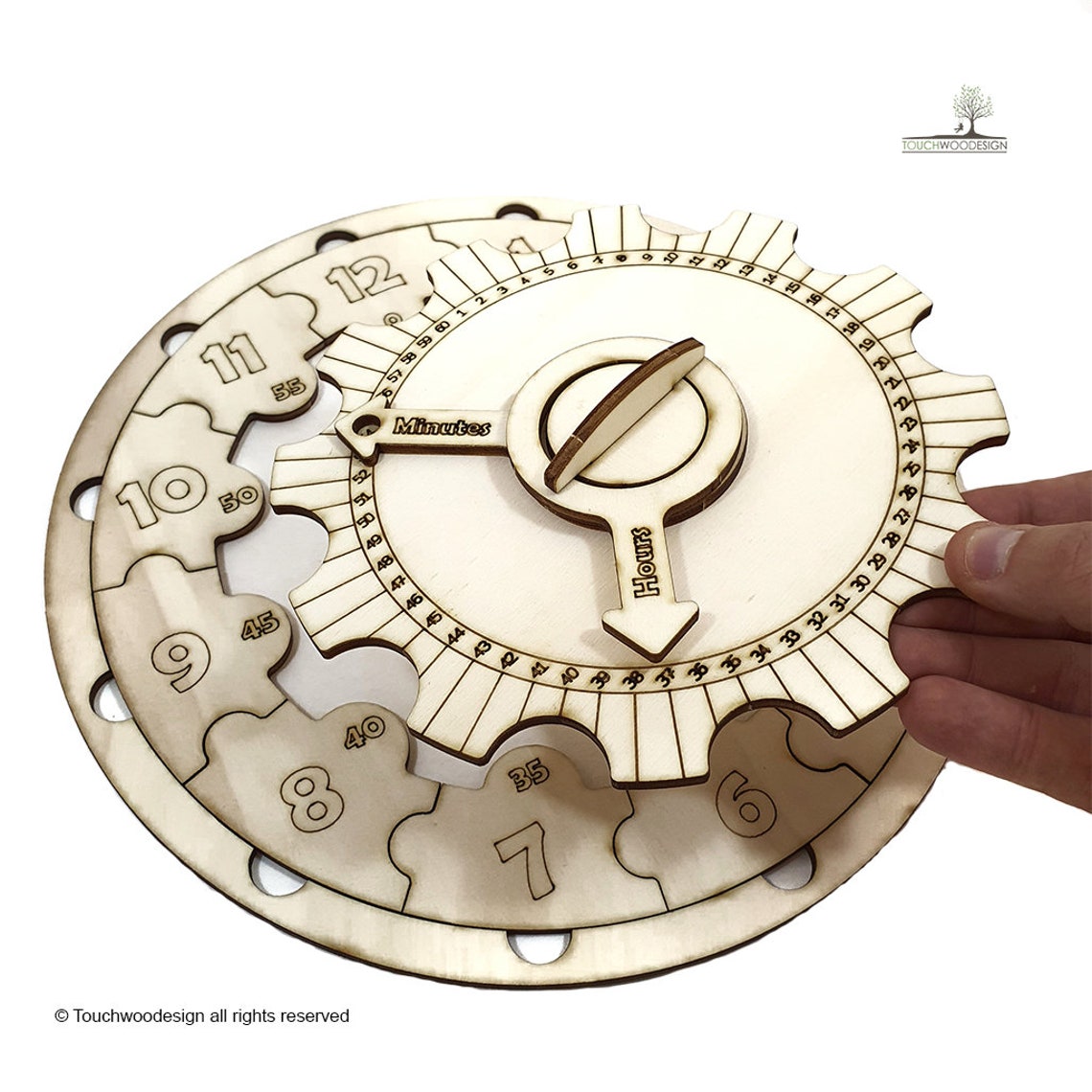 Learning Time Clock Wooden Puzzle Montessori Toys Laser - Etsy