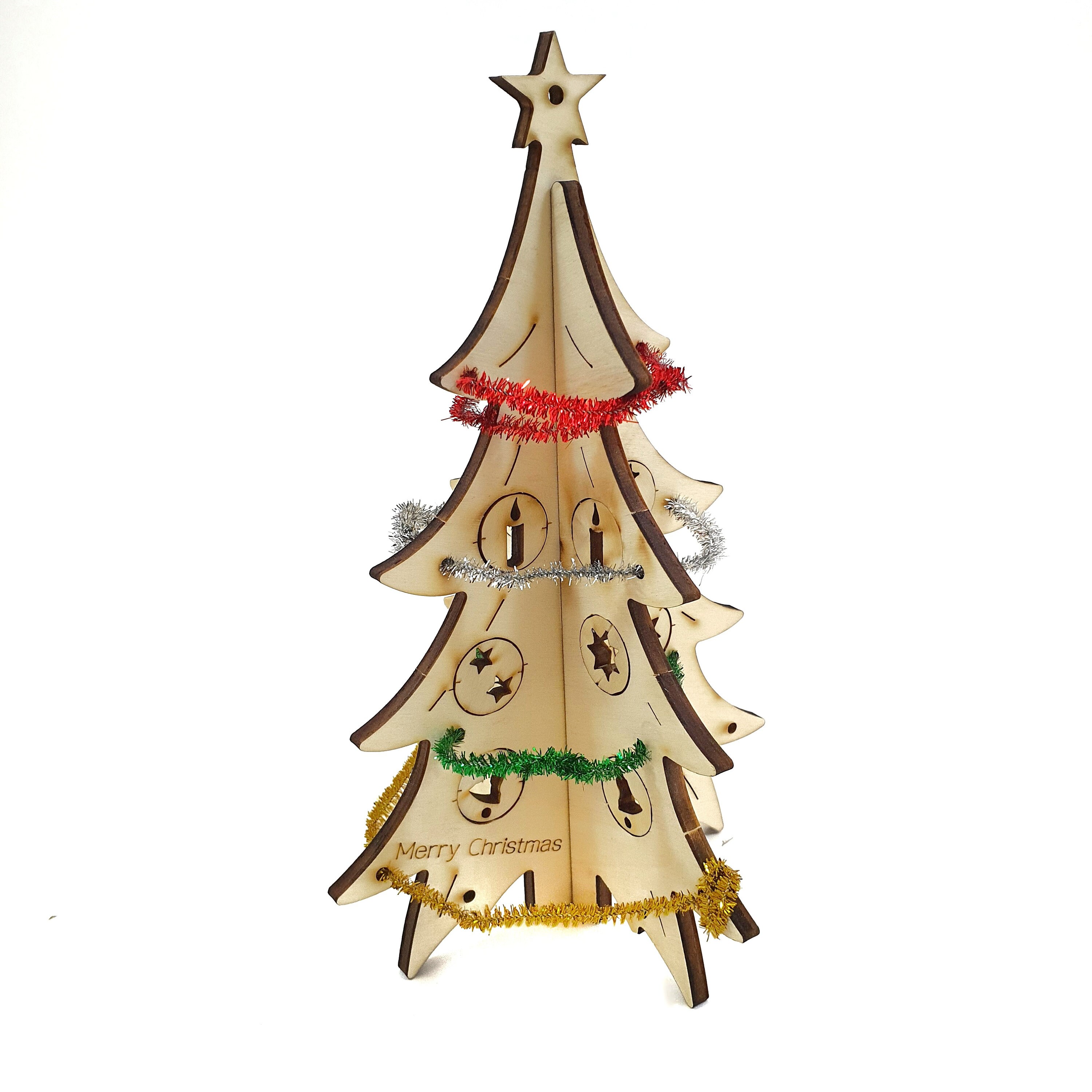 3D Wooden Christmas Tree Puzzle: DIY Laser Cut Model Kit - Etsy