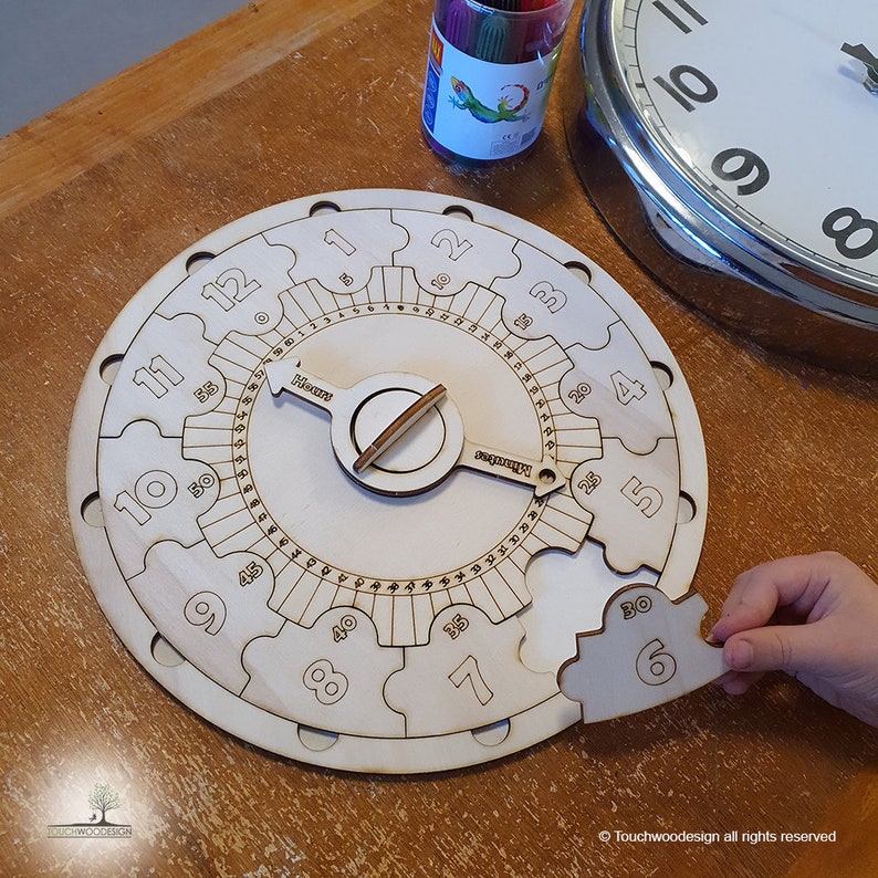 Learning Time Clock Wooden Puzzle Montessori Toys Laser - Etsy