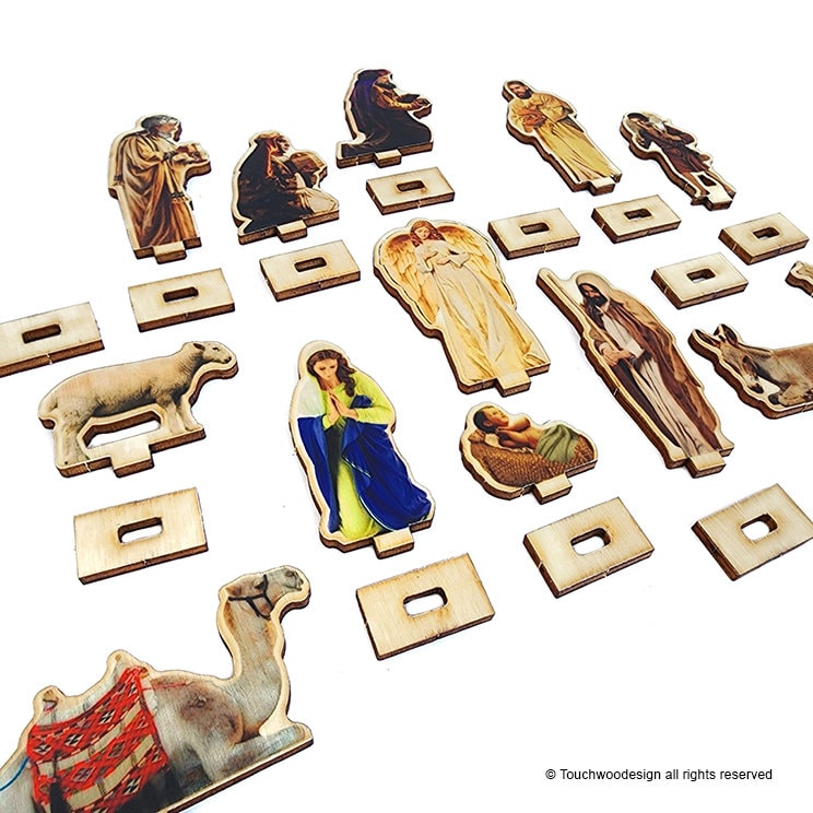 Nativity Set 16 Items Colored 3D Wooden Nativity Puzzles - Etsy