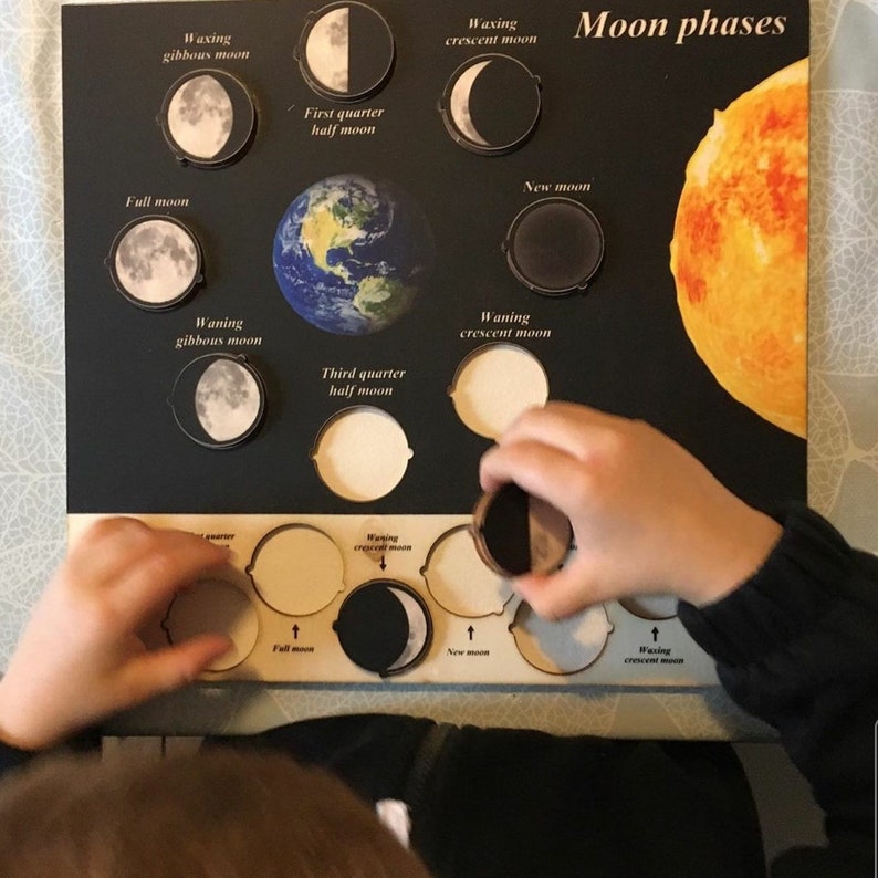 Moon Phases Educational Wooden Puzzle Montessori Toys - Etsy