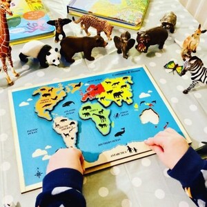 Arabic Continents & Oceans Wooden Educational Puzzle - Montessori Toys ...