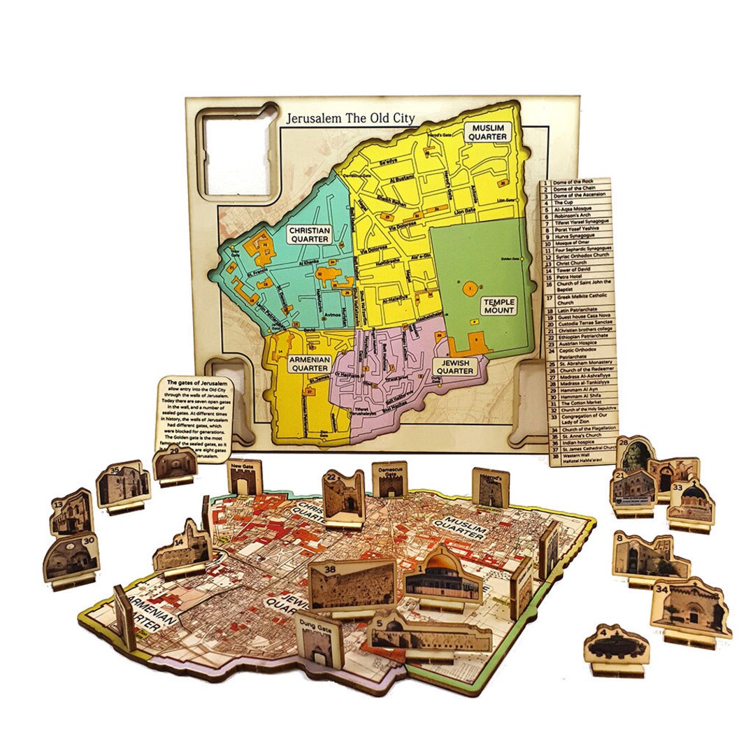 Old City Jerusalem Map Puzzle: Montessori Wooden Educational Toy - Etsy