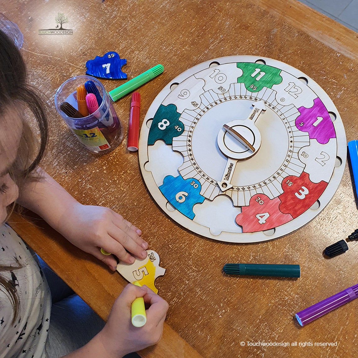 Learning Time Clock Wooden Puzzle Montessori Toys Laser - Etsy