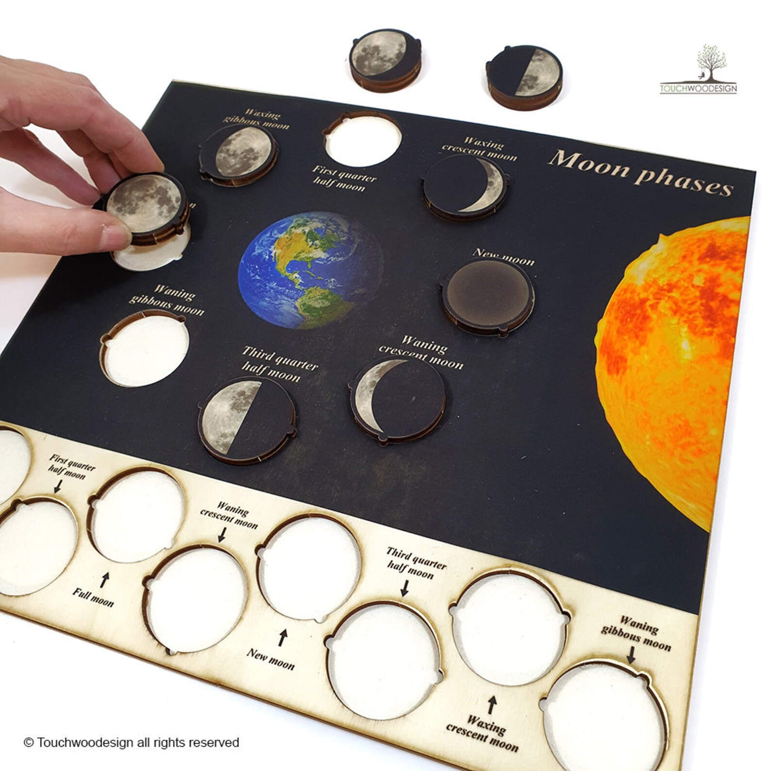 Moon Phases Educational Wooden Puzzle Montessori Toys - Etsy