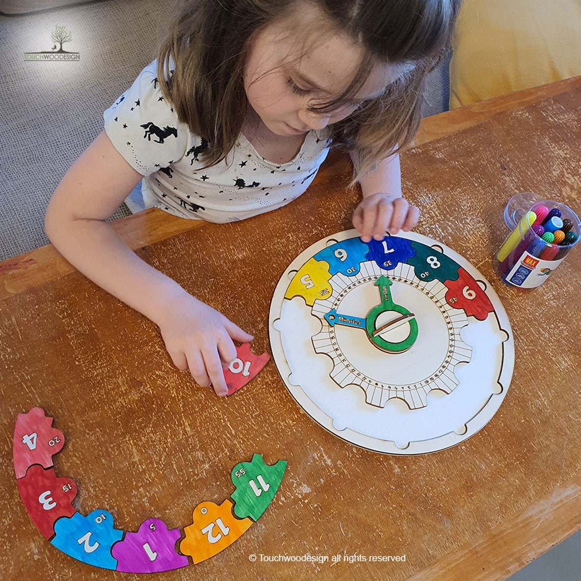 Learning Time Clock Wooden Puzzle Montessori Toys Laser - Etsy