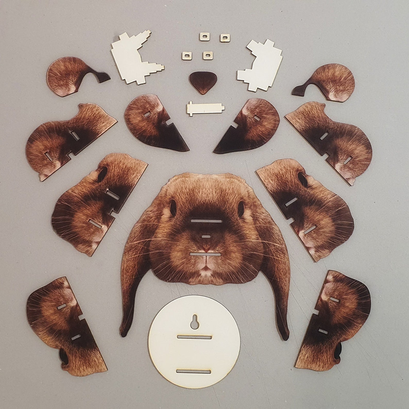Lop Rabbit Non-toxic 3D Wooden Animal Portrait Wall Art | Etsy