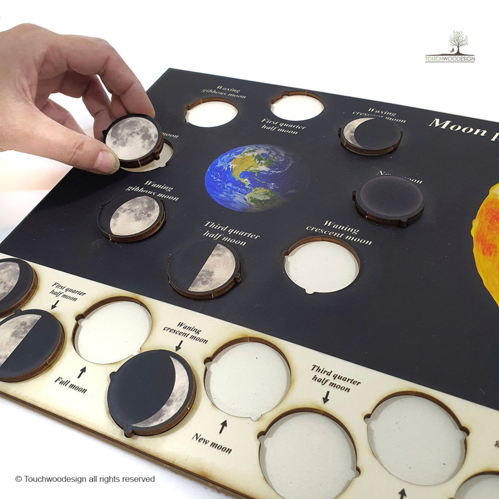 Moon Phases Educational Wooden Puzzle Montessori Toys - Etsy