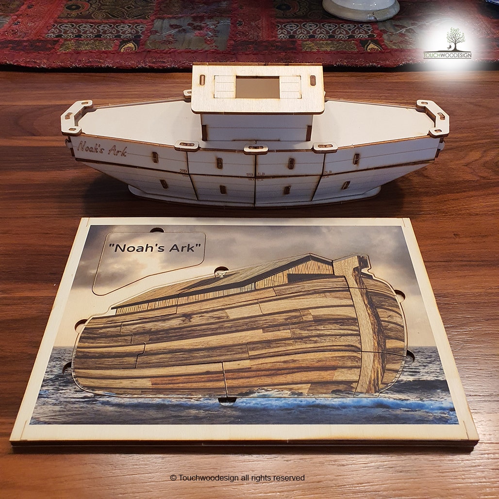 Set of 2 Noahs Ark Puzzles 3D Ark & a Facts Puzzle | Etsy