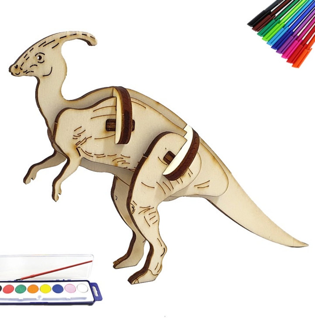 Parasaurolophus Dinosaur Non Toxic 3D Wooden Puzzles Laser Art Model ...