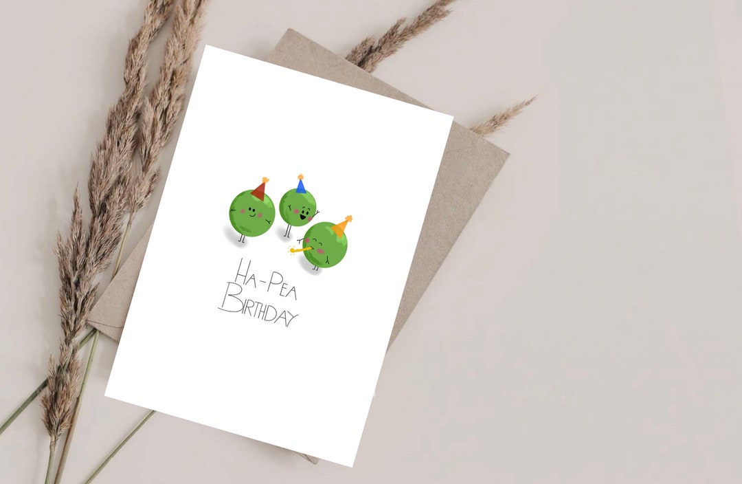 Ha-pea Birthday Card Cute Pea Greetings Card A6 With Envelope - Etsy