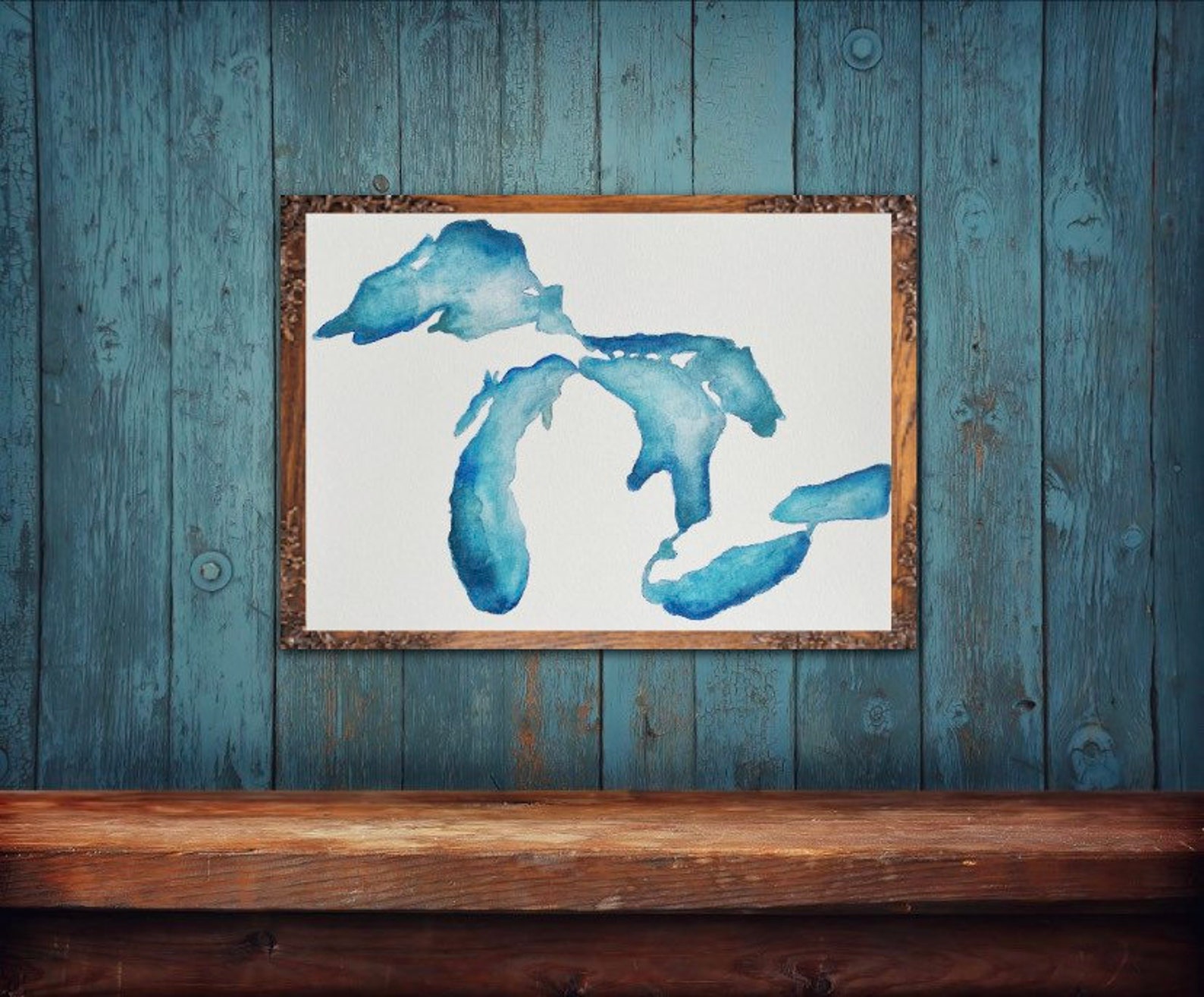 Michigan Painting, Great Lakes Watercolor Print - Etsy
