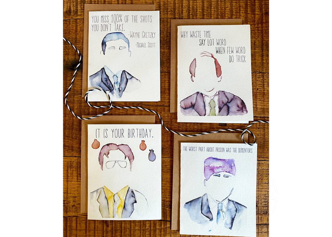 The Office Cards - Set of 4, Dwight Schrute Card, Prison Mike Card ...