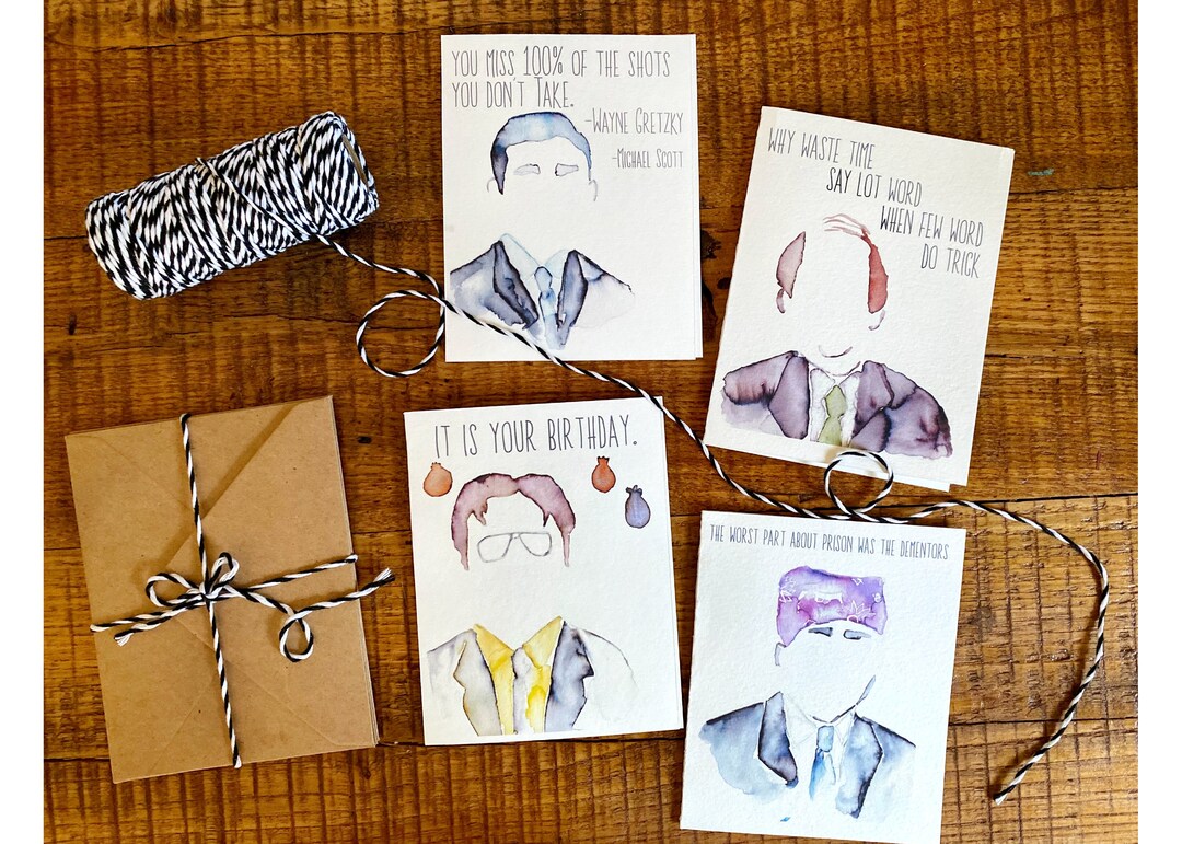 The Office Cards - Set of 4, Dwight Schrute Card, Prison Mike Card ...