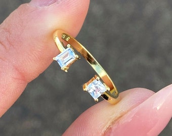 Double Stone Engagement Ring | Etsy