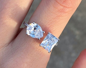 Double Stone Ring | Etsy