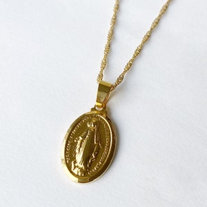 Virgin Mary Necklace Gold Necklace Catholic Necklace Religious Jewelry ...