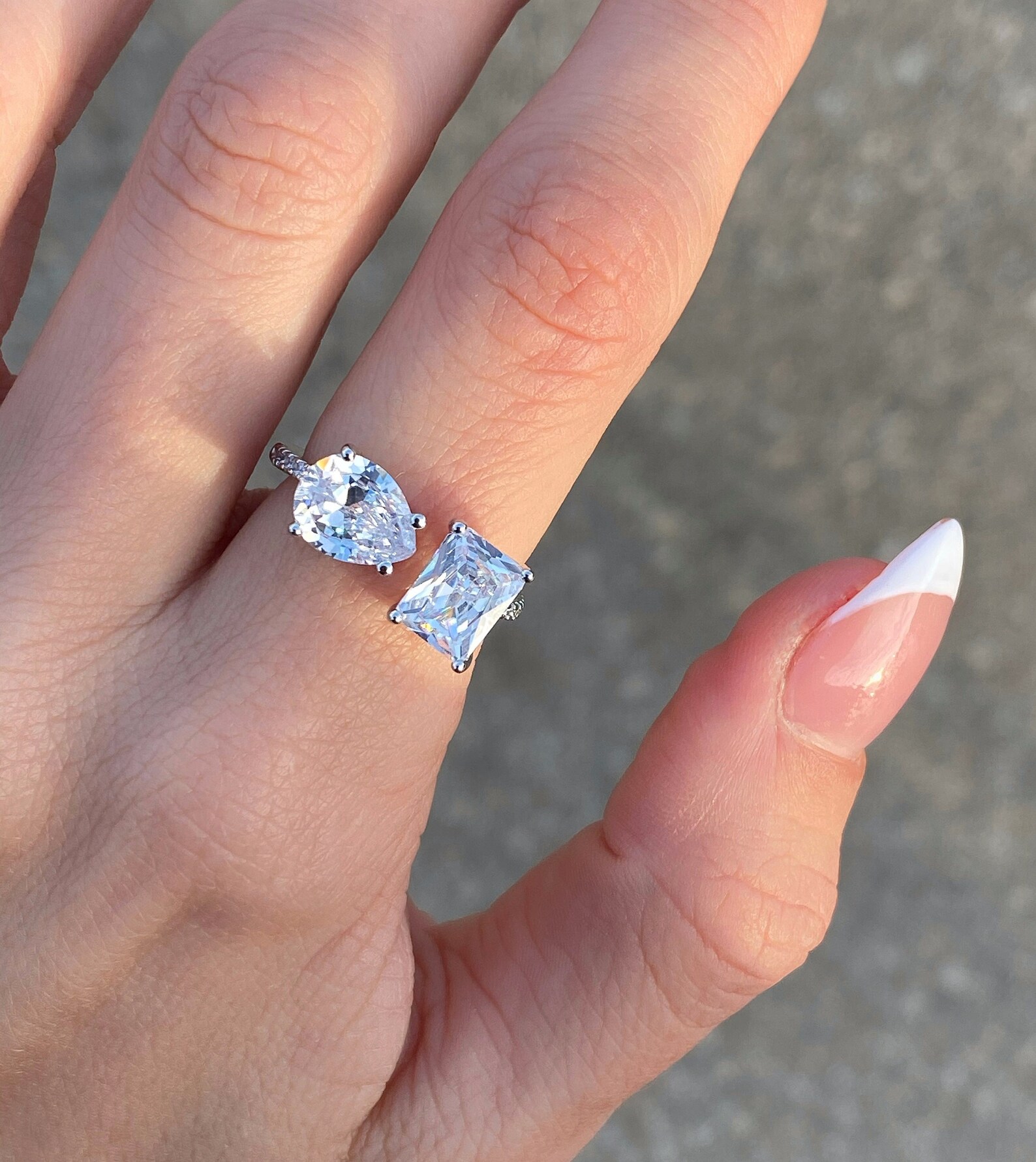 Double Stone Engagement Ring 2 Stone Wedding Ring Radiant Cut - Etsy