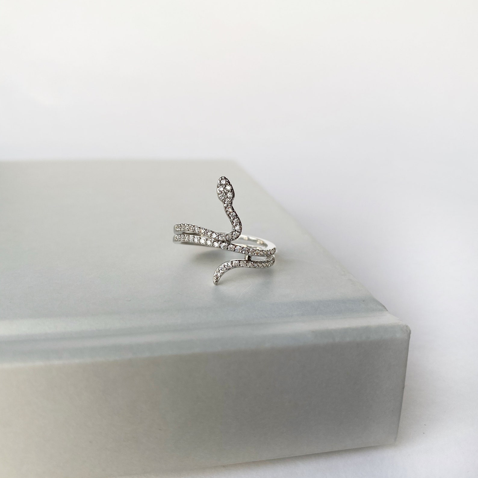 Snake ring Diamond snake ring Silver ring Dainty ring Delicate | Etsy