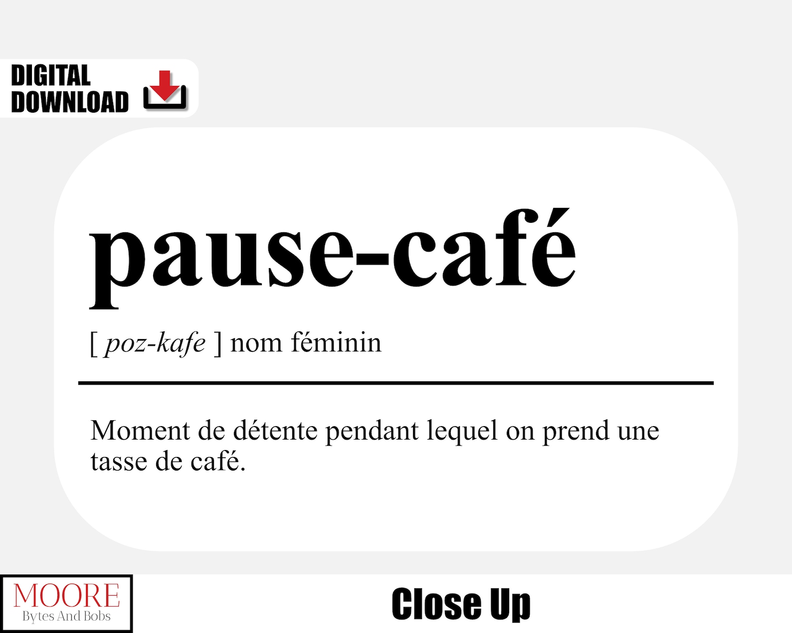 French Definition Print Coffee Shop Decor Break Room Poster - Etsy
