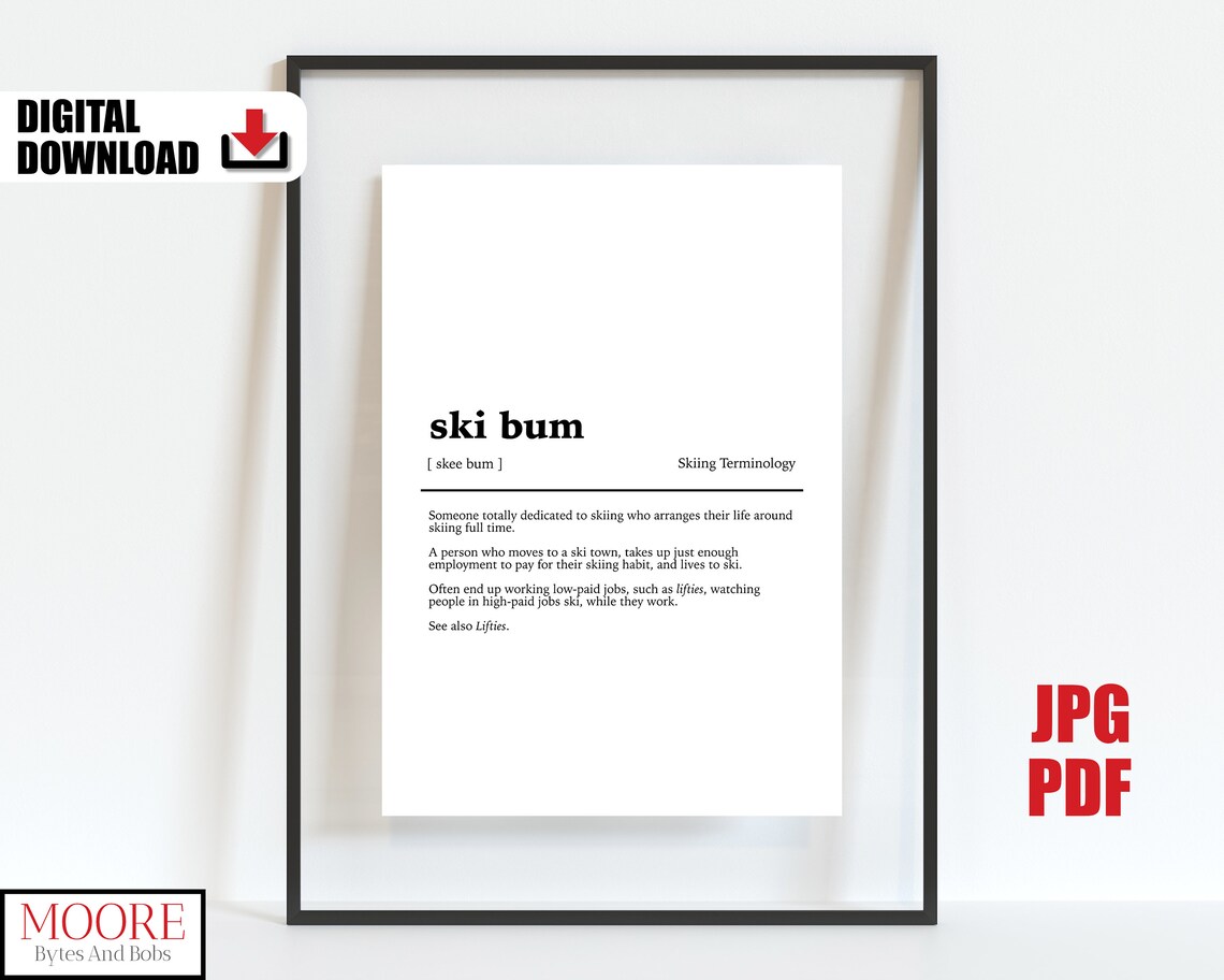 Ski Bum Definition Print Après Ski Party Decor Ski Chalet - Etsy