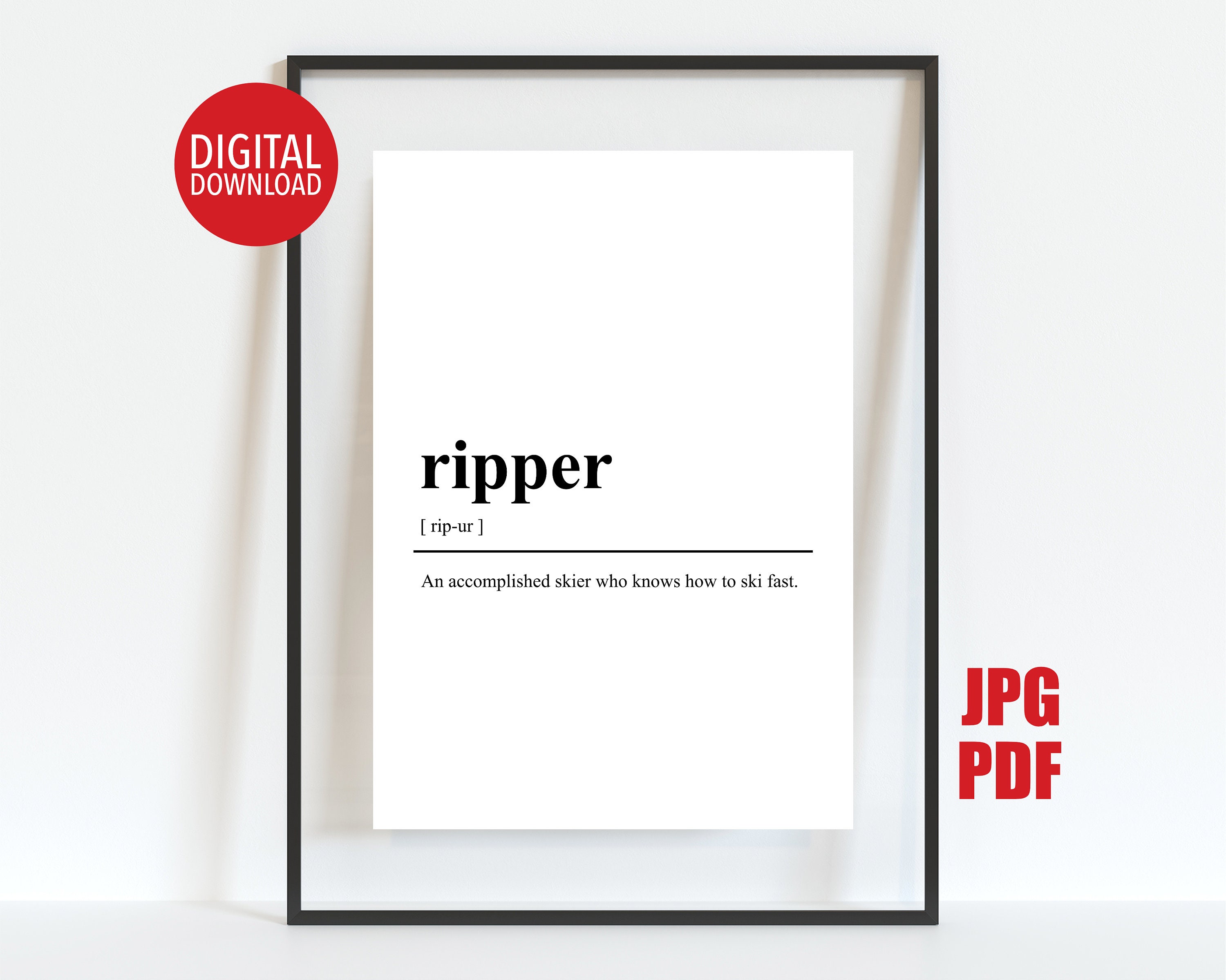 Ripper Definition Print, Ski Terminology Poster, Digital Download Gift ...