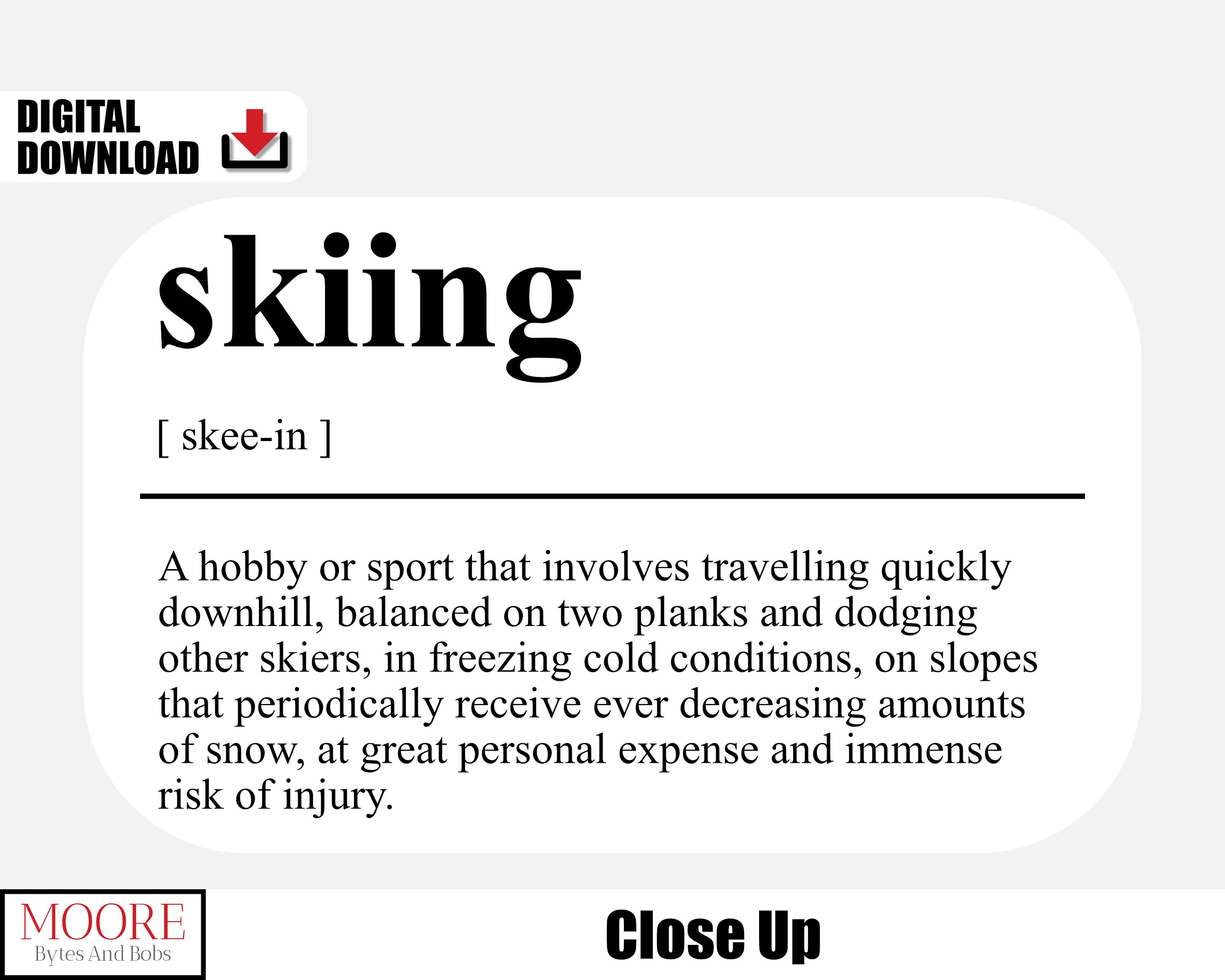 Printable Skiing Definition Print, Après Ski Party Decor, Ski Digital Download, Snow Ski Wall ...