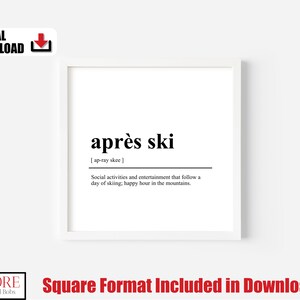 Apres Ski Definition Print, Printable Ski Poster, Aprés Ski Decor, Skier Digital Download - Etsy