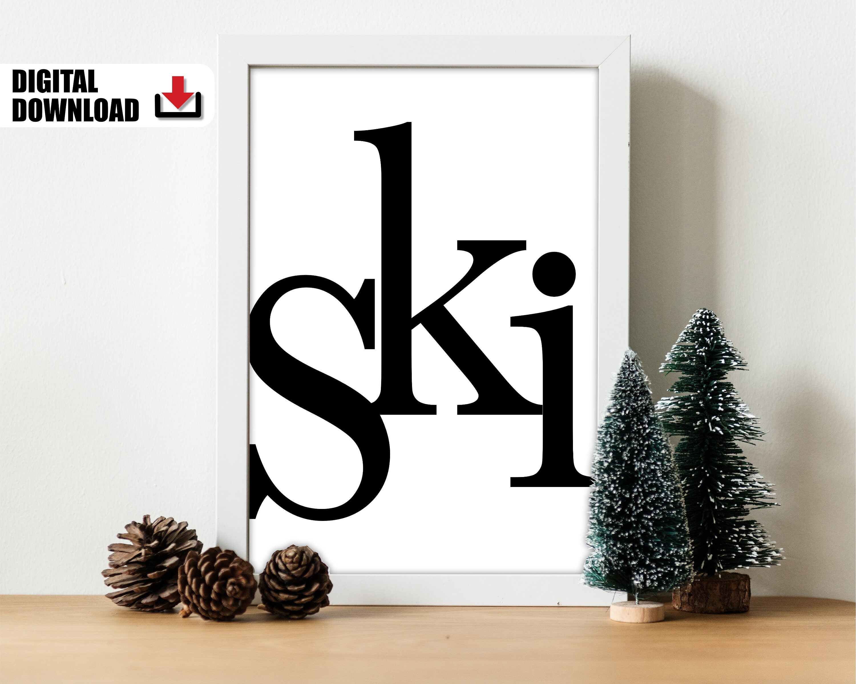 Digital Ski Print, Printable Wall Art for Teen Boy, Minimalist Ski ...