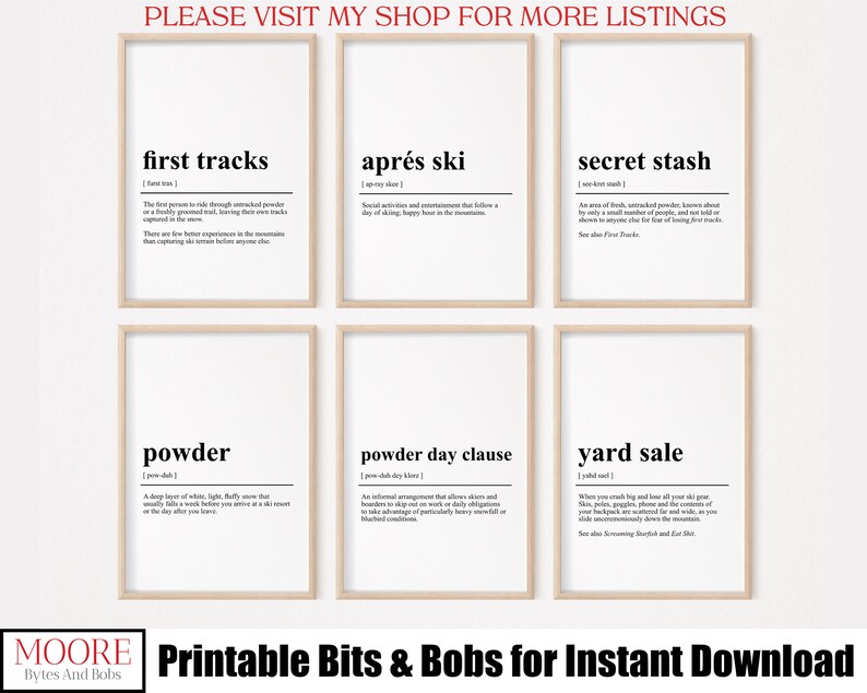 Ski Definition Print, Après Ski Party Poster, Snow Ski Digital Download ...