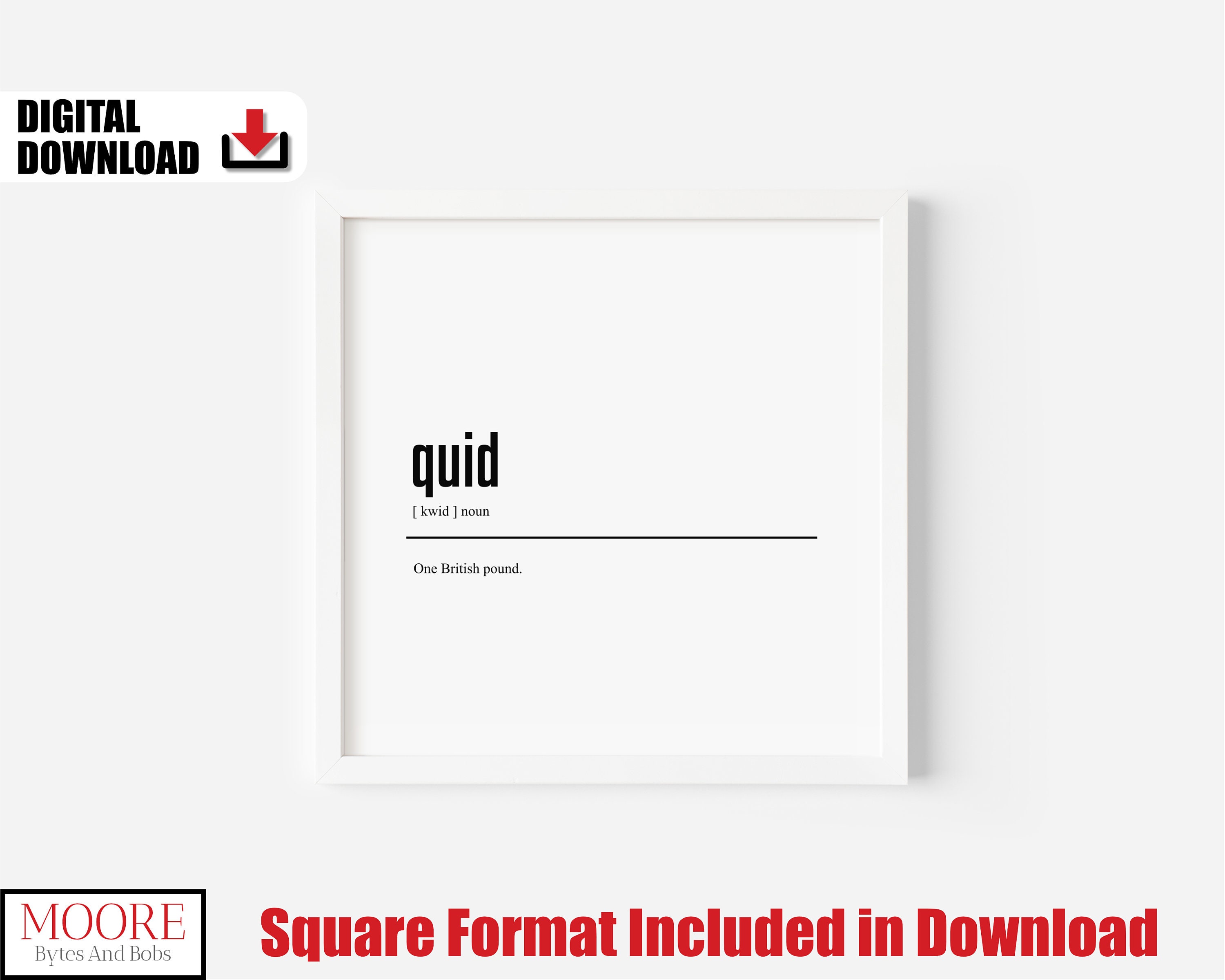 Quid Definition Print British Slang Dictionary Poster - Etsy