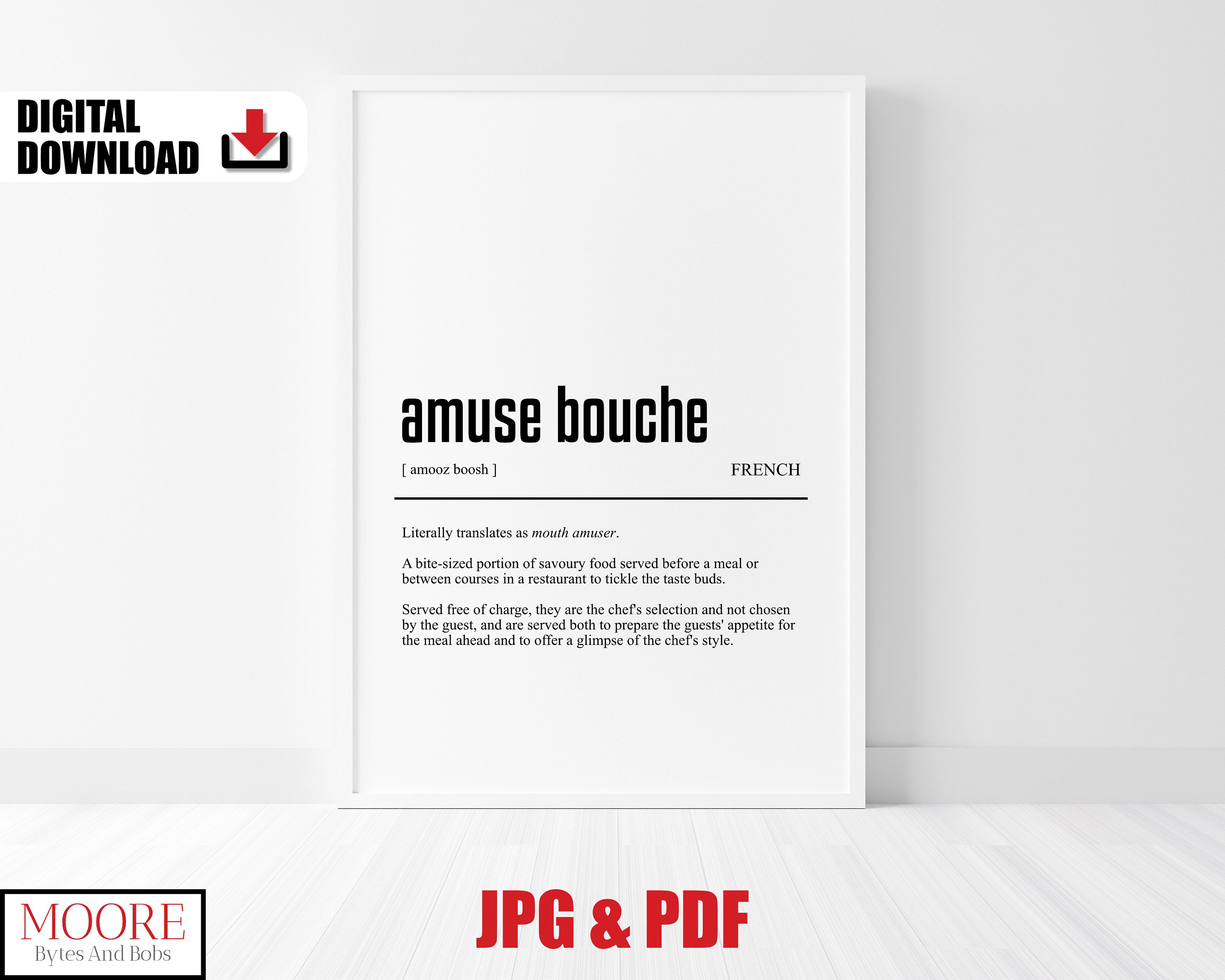 PRINTABLE Amuse Bouche Definition Print French Cooking - Etsy Hong Kong