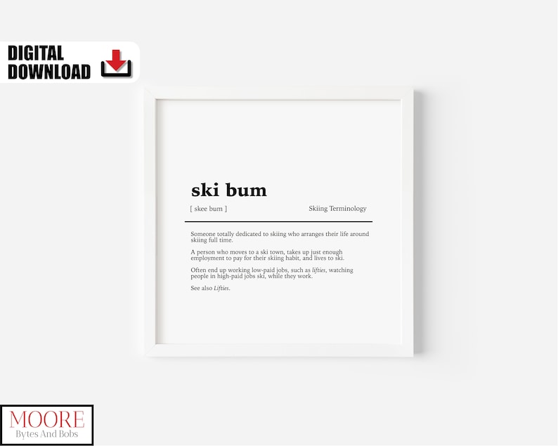Ski Bum Definition Print Après Ski Party Decor Ski Chalet - Etsy
