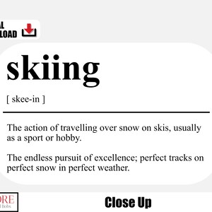 Après Ski Poster, Printable Ski Wall Art, Skiing Definition Print, Ski Terminology Print ...