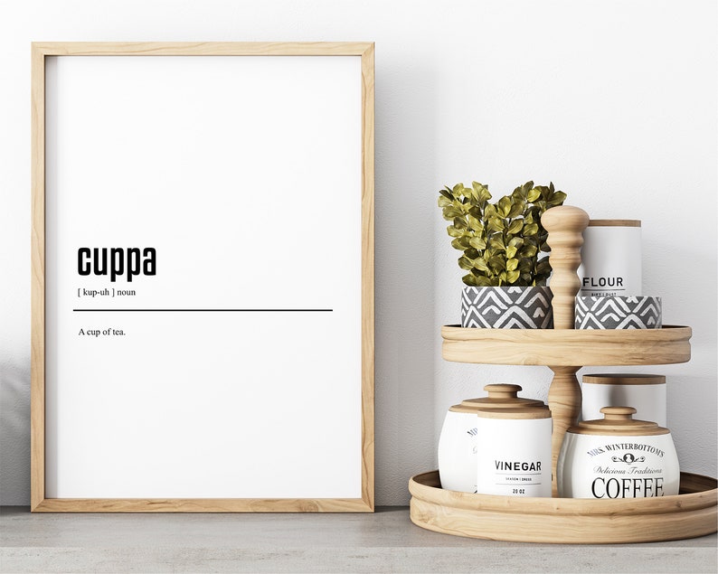 Cuppa Definition Print, British Slang Poster, Printable Wall Art for ...