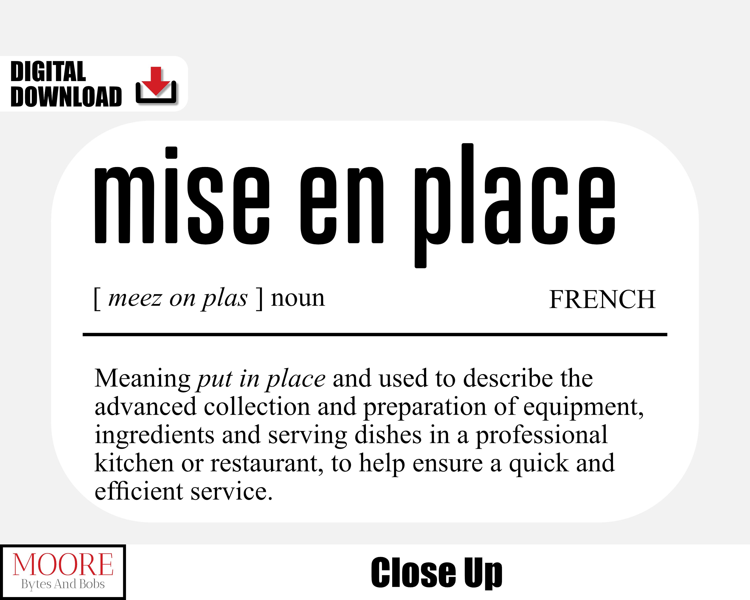 Mise En Place Definition Print, Printable Sign, French Kitchen Saying ...