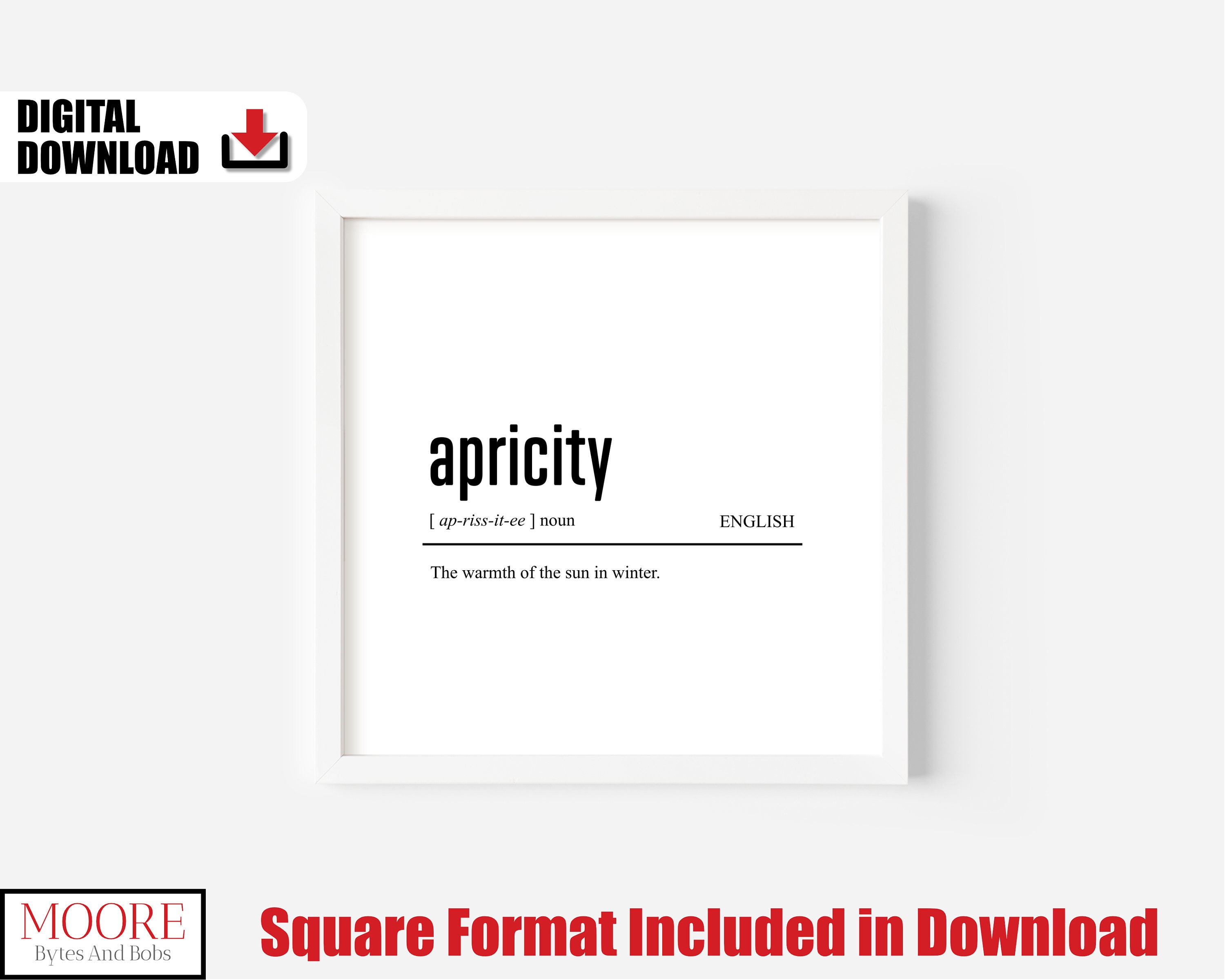 Apricity Definition Print Printable Office Quote - Etsy