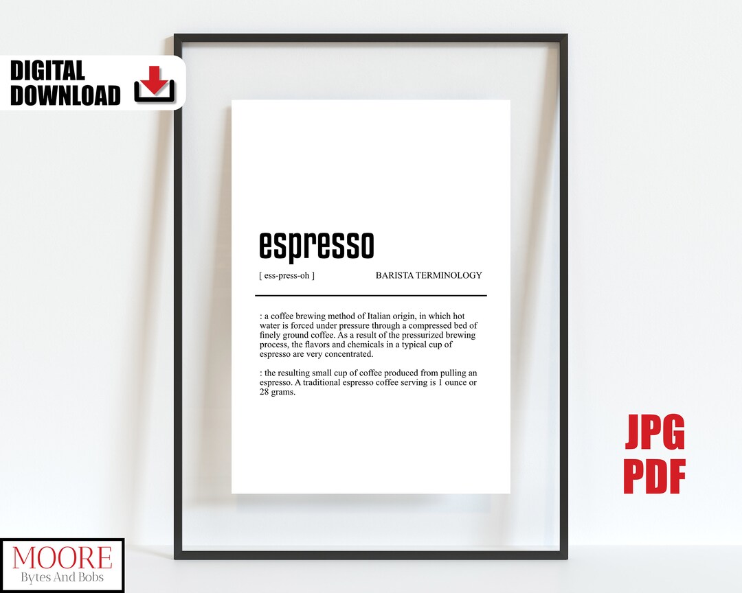 Espresso Definition Print, Coffee Shop Poster, Gift for Barista ...