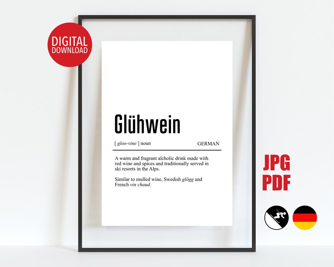 Glühwein Definition Print, Printable Chalet Wall Art, Aprés Ski Party ...
