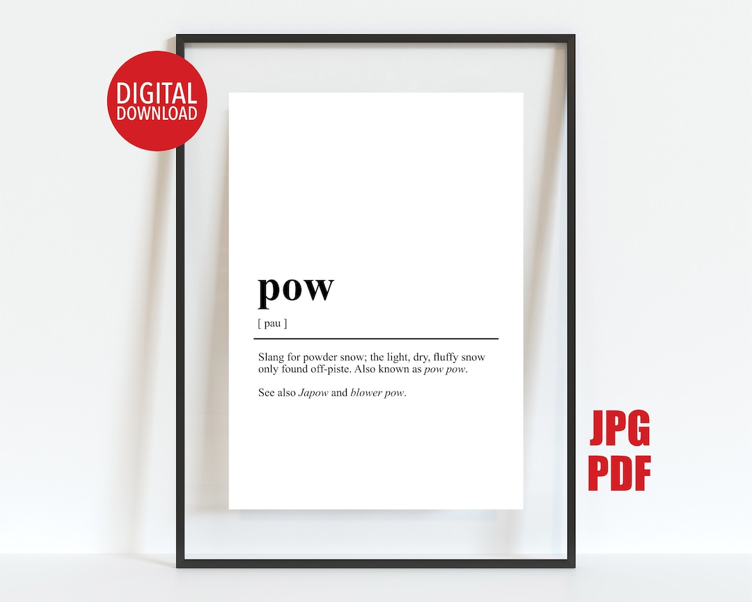 Printable Ski Poster, Pow Definition, Ski Room Print, Lodge or Chalet ...