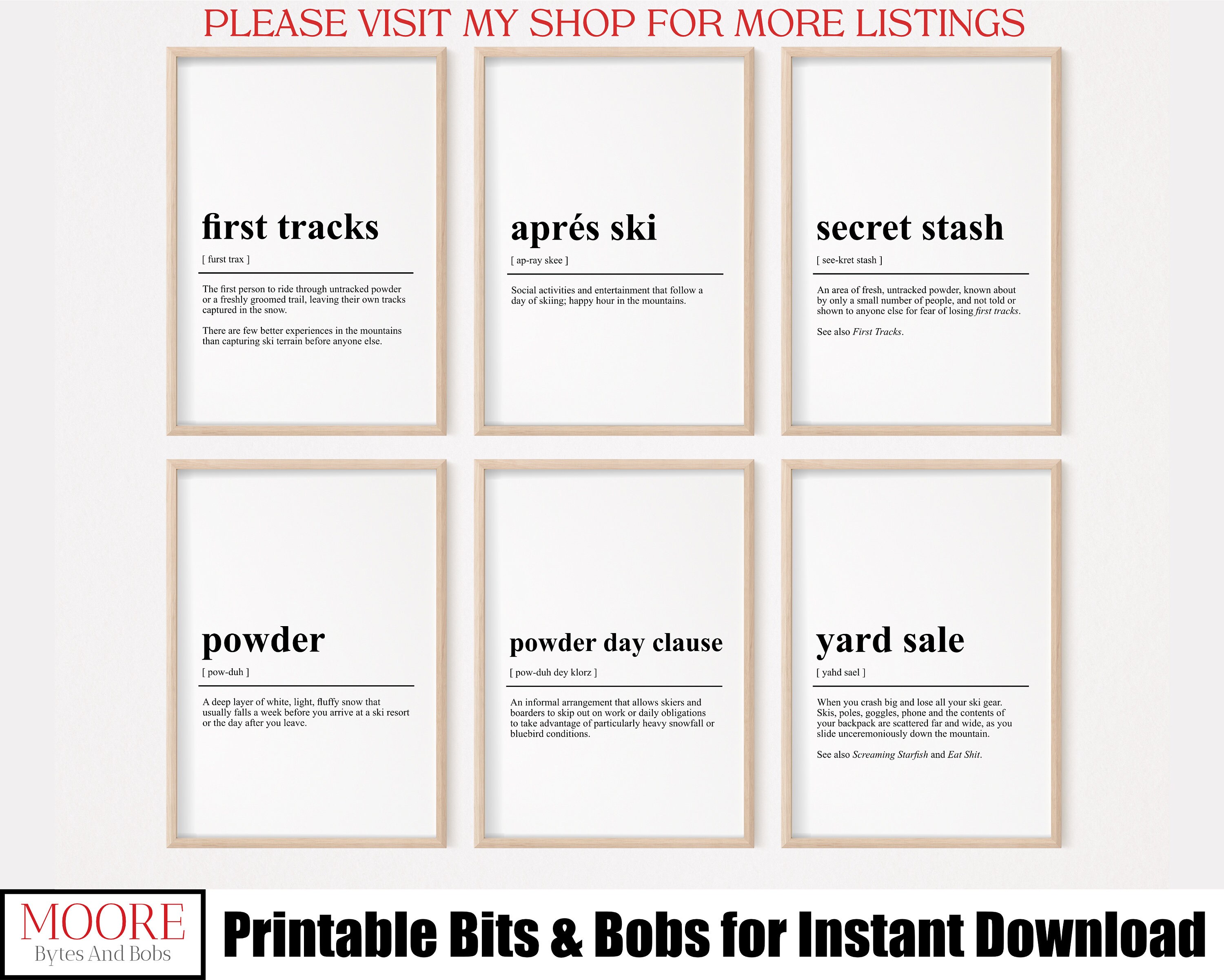 Powder Snow Definition, Printable Wall Art for Skiers, Après Ski Poster ...