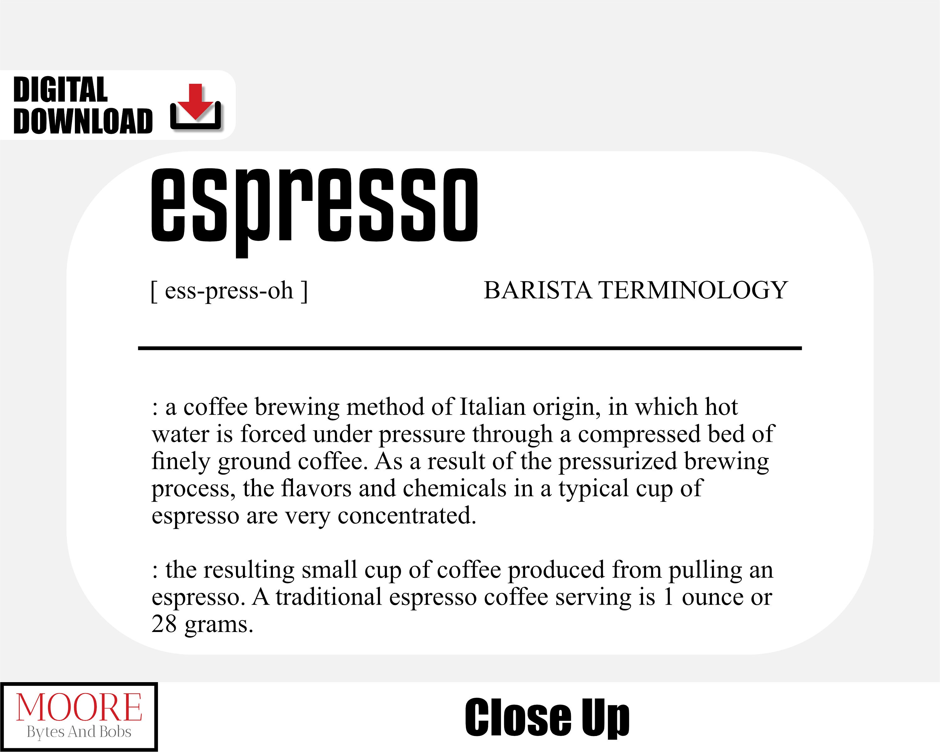 Espresso Definition Print, Coffee Shop Poster, Gift for Barista ...