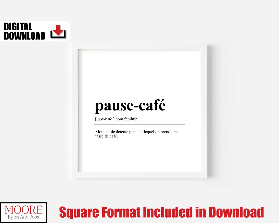 French Definition Print Coffee Shop Decor Break Room Poster - Etsy