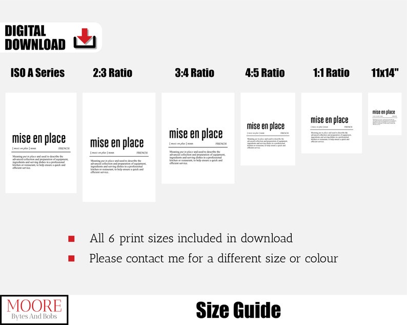 Mise En Place Definition Print, Printable Sign, French Kitchen Saying ...