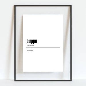 Cuppa Definition Print, British Slang Poster, Printable Wall Art for ...