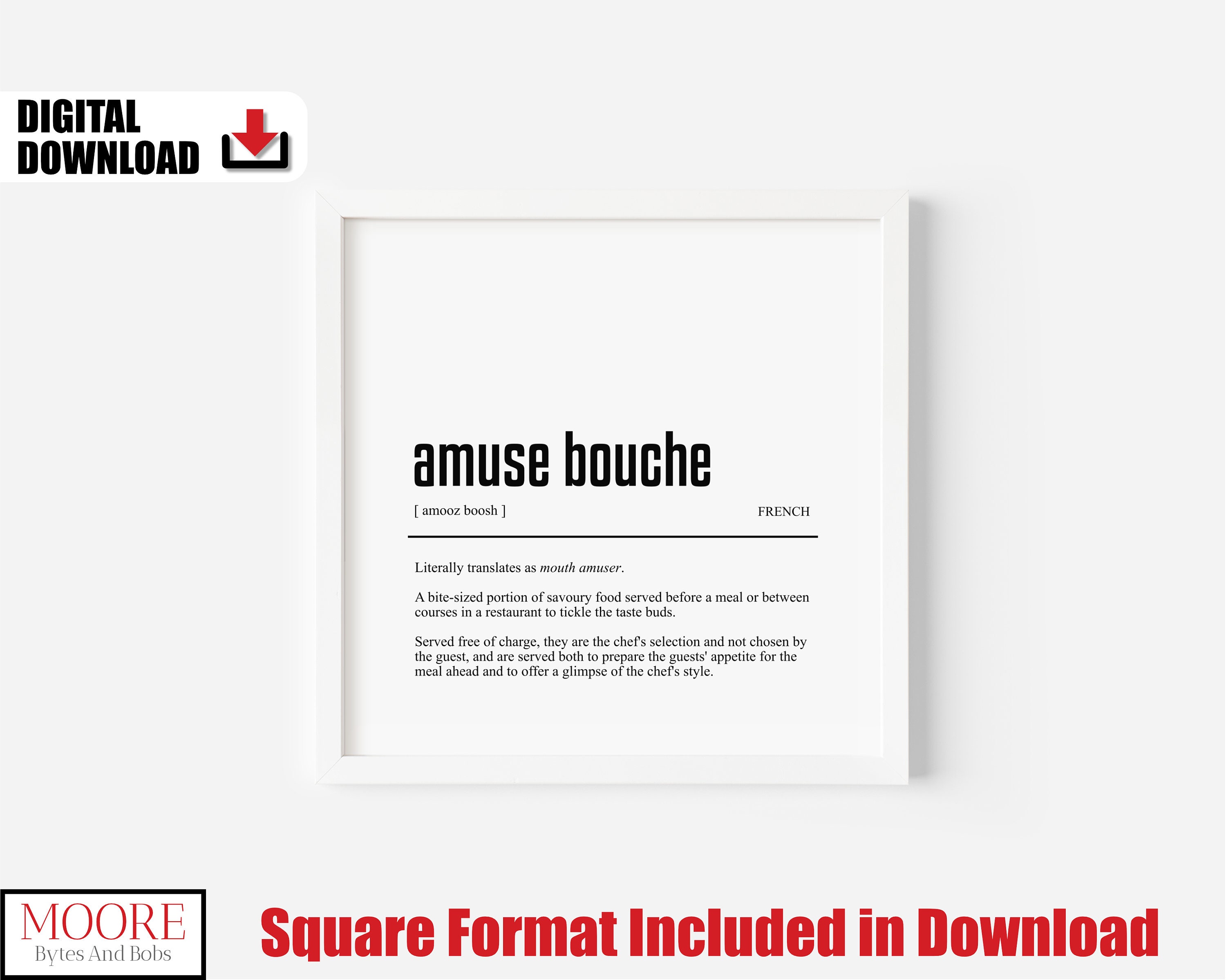PRINTABLE Amuse Bouche Definition Print French Cooking - Etsy Hong Kong