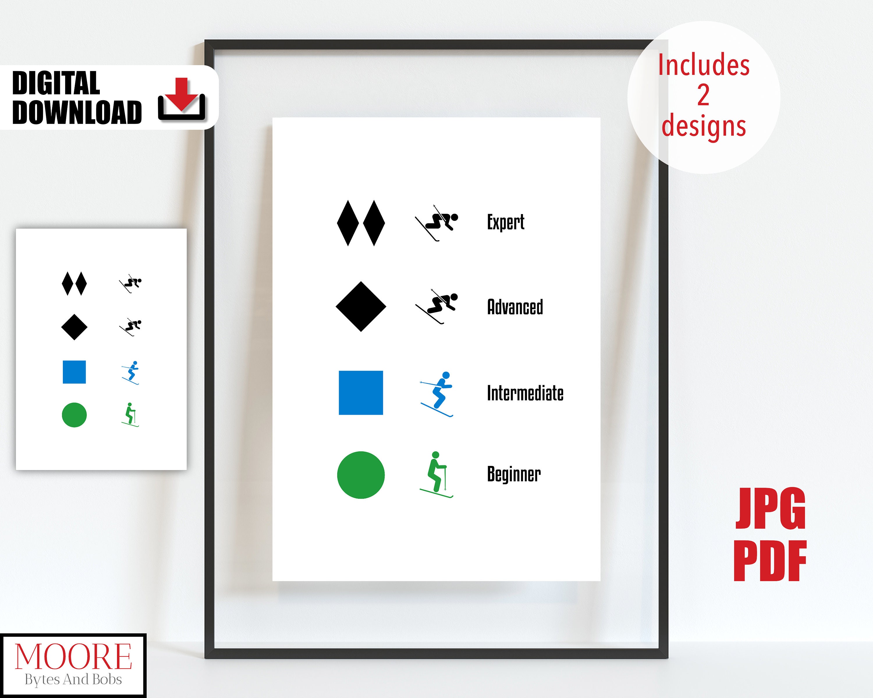 Ski Hill Symbol Printable Wall Art, Ski Run Levels Poster, Après Ski ...
