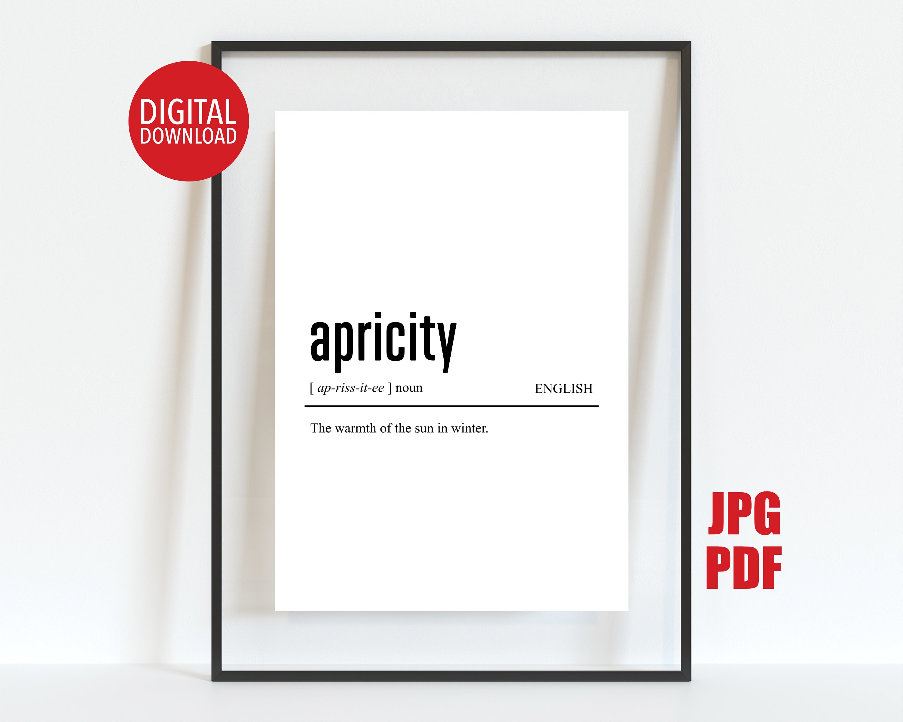Apricity Definition Print Printable Office Quote - Etsy