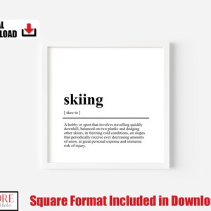 Printable Skiing Definition Print, Après Ski Party Decor, Ski Digital Download, Snow Ski Wall ...